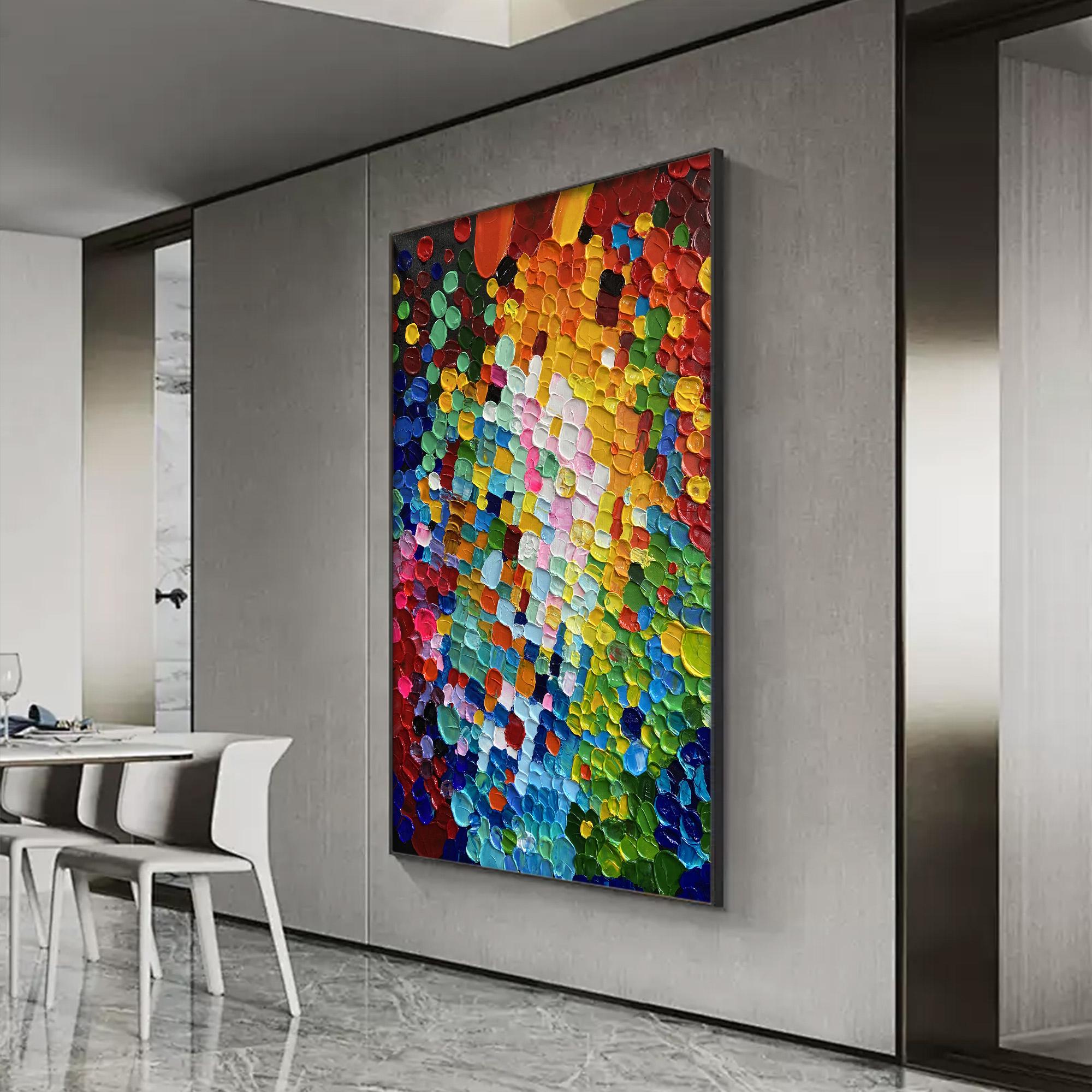 Hand-painted Color Block Oil Painting, Colorful Abstract Canvas Wall ...