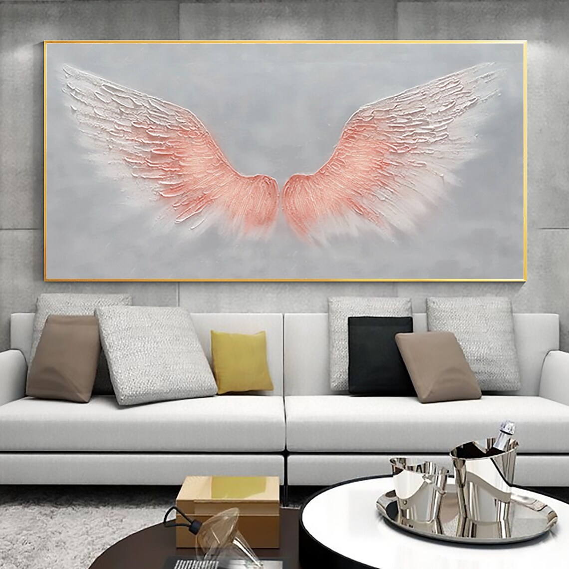 Large Pink Angel Wing Oil Painting on Canvas Abstract - Etsy