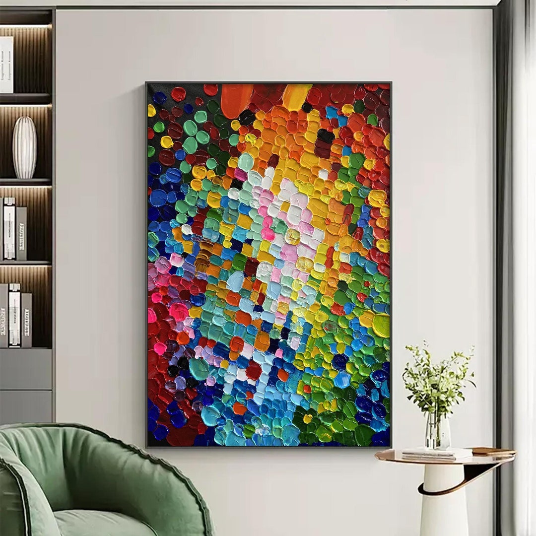Hand Painted Abstract Color Block Oil Painting on Canvas, Large Texture ...