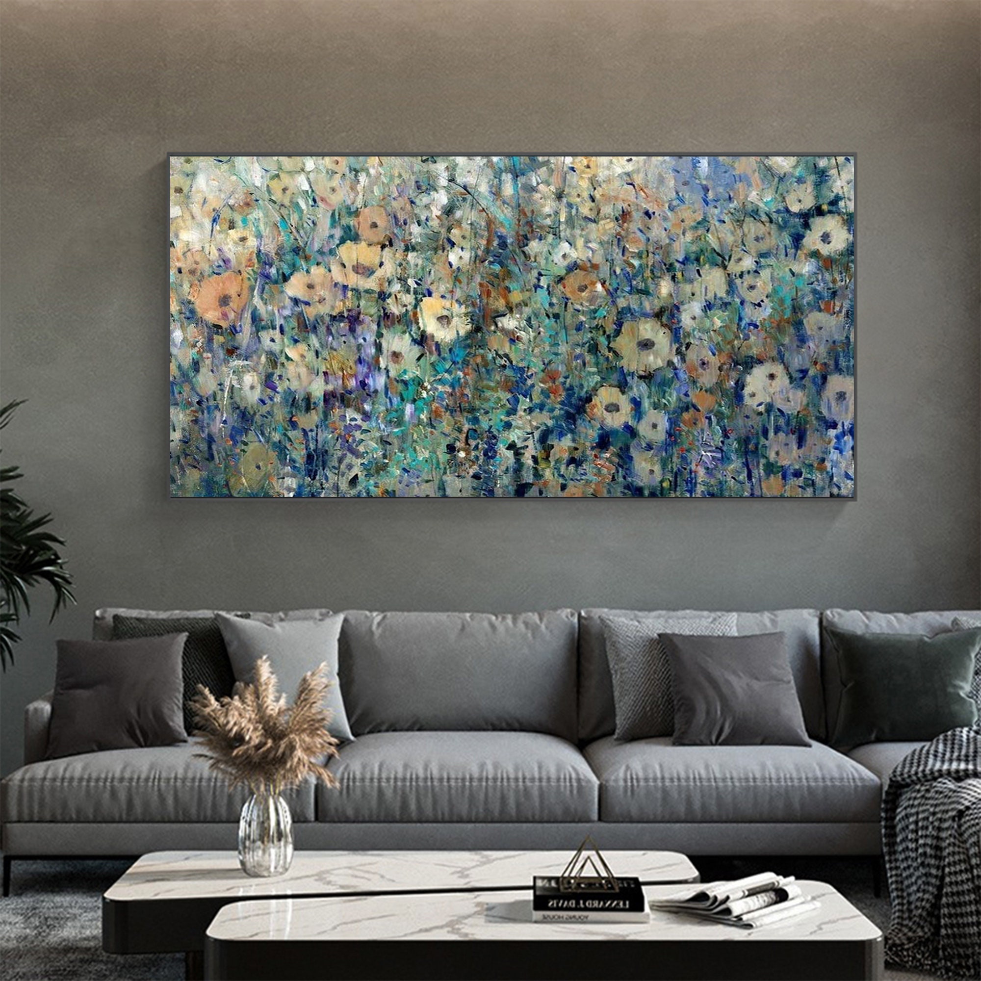 Abstract Spring Flower Oil Painting on Canvas, Large Original Floral ...