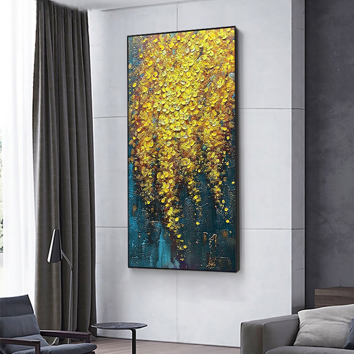 Abstract Yellow Flower Landscape Oil Painting on Canvas - Etsy
