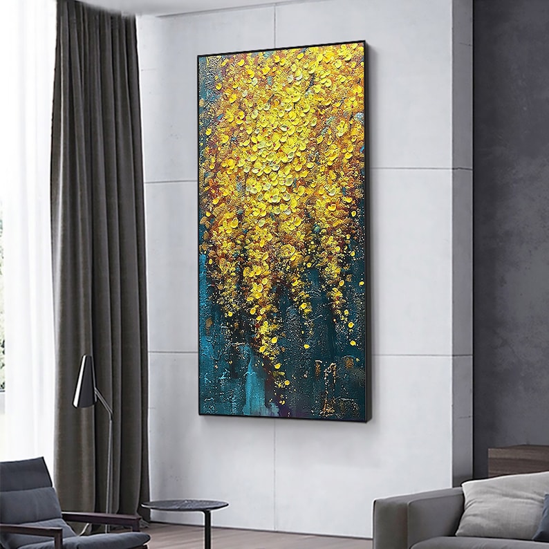 Abstract Yellow Flower Landscape Oil Painting on Canvas - Etsy