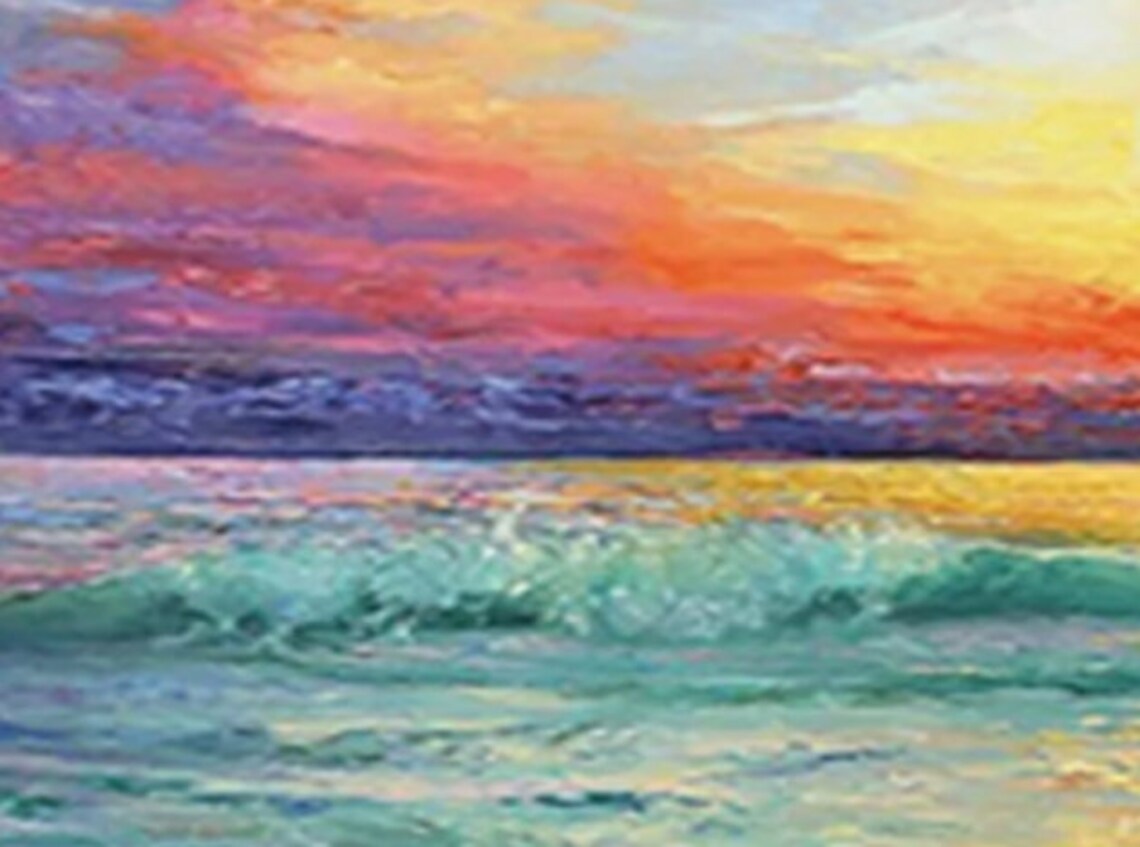 Abstract Sunrise Ocean Oil Painting on Canvas Large Original - Etsy