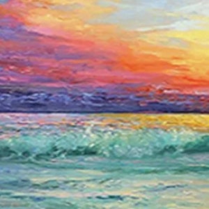 Abstract Sunrise Ocean Oil Painting on Canvas, Large Original Custom ...