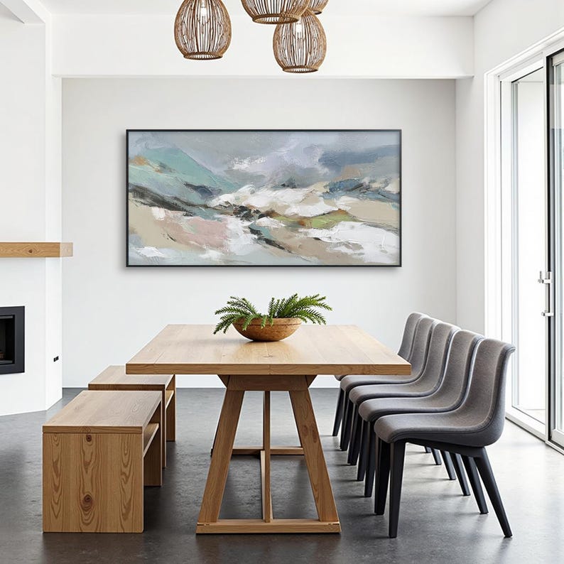 Hand-painted Color Block Oil Painting on Canvas, Original Minimalism ...