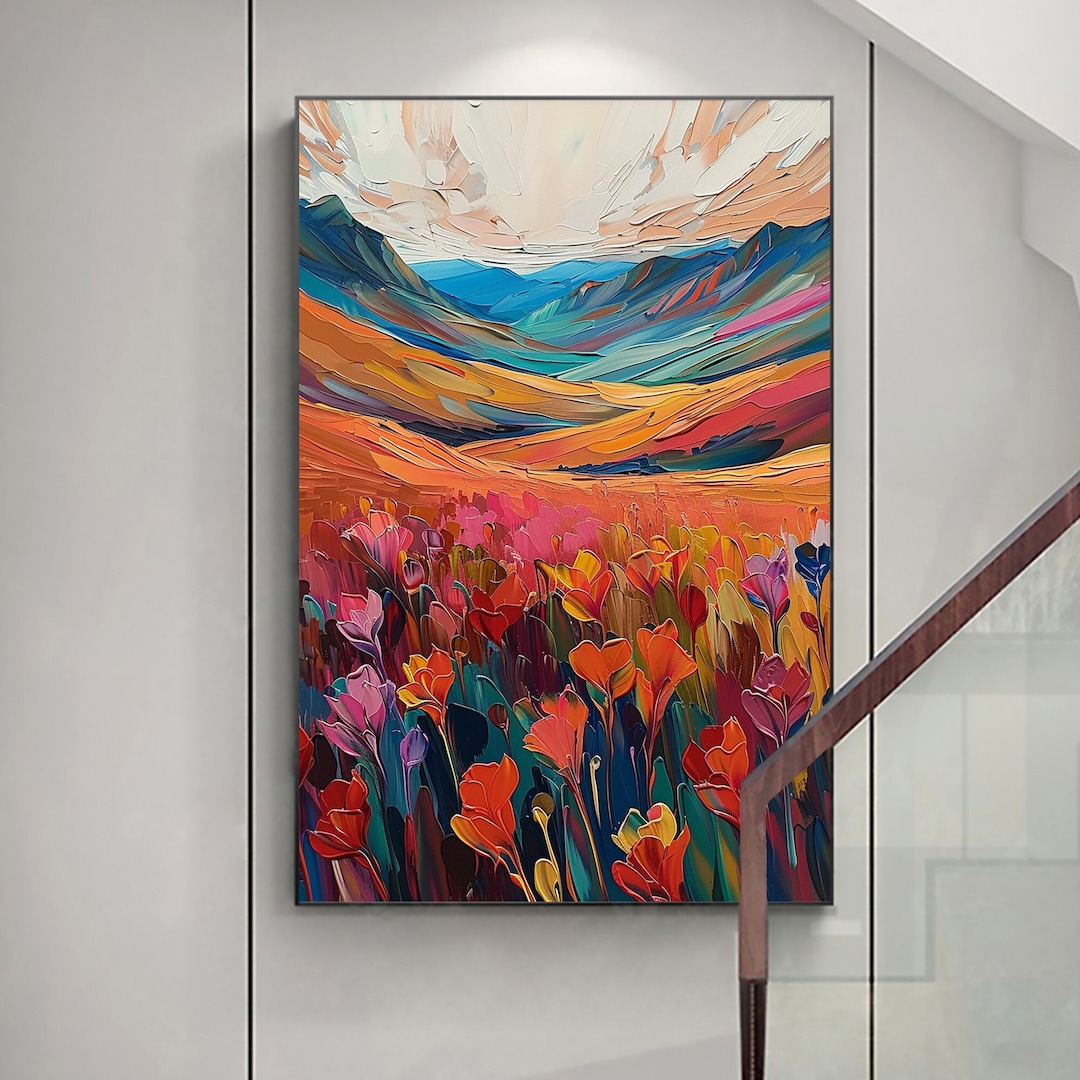 Abstract Flower Landscape Oil Painting on Canvas Large Wall Art ...