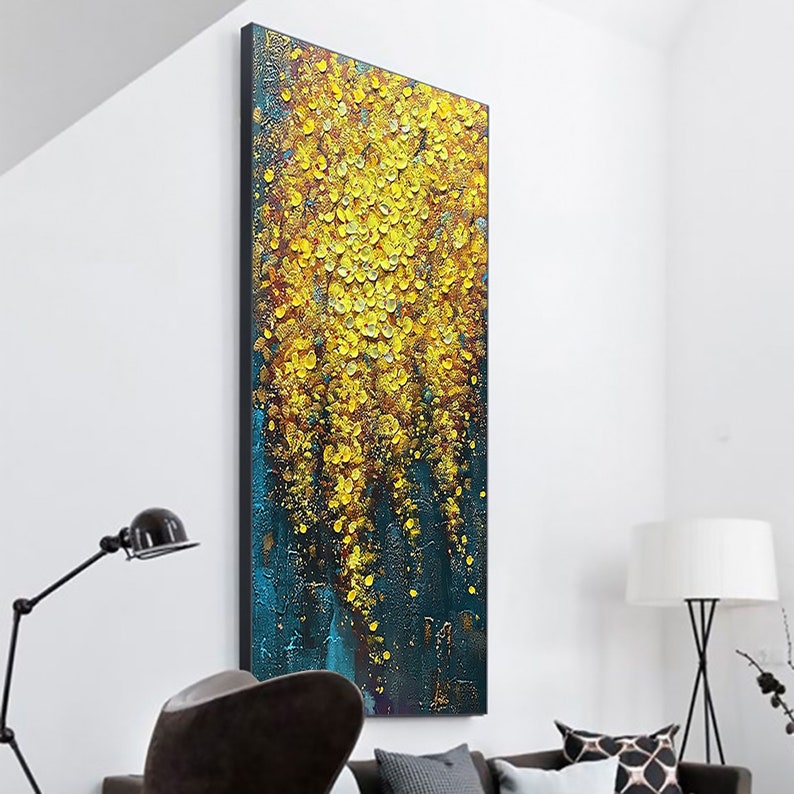 Abstract Yellow Flower Landscape Oil Painting on Canvas - Etsy