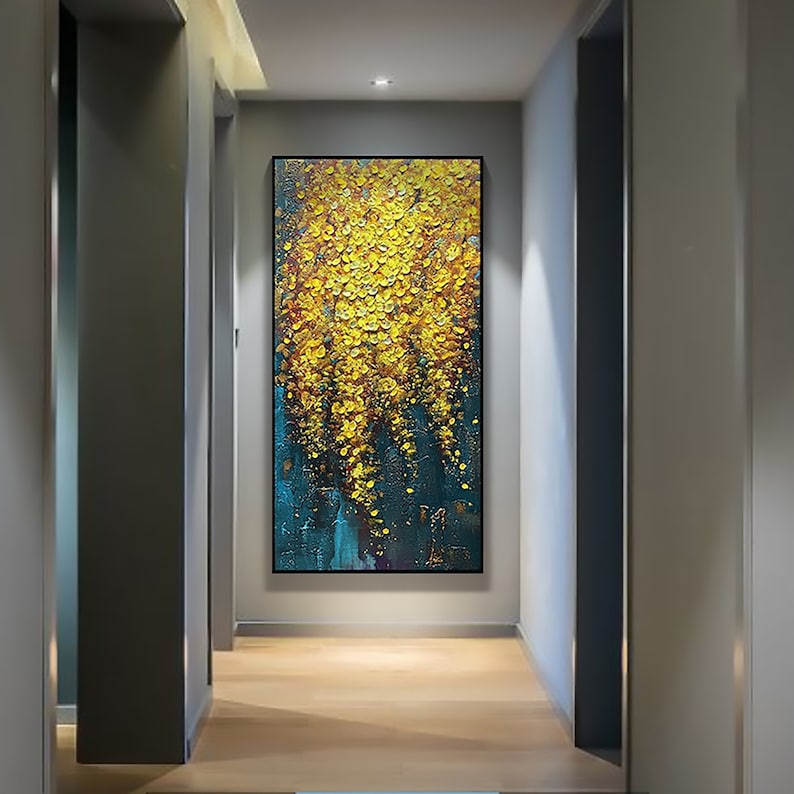 Abstract Yellow Flower Landscape Oil Painting on Canvas - Etsy