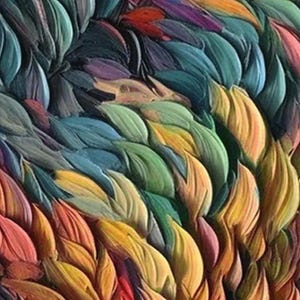 Abstract Colorful Feather Oil Painting on Canvas, Original Minimalist ...