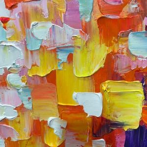 Original Colorful Block Oil Painting on Canvas, Large Wall Art Abstract ...