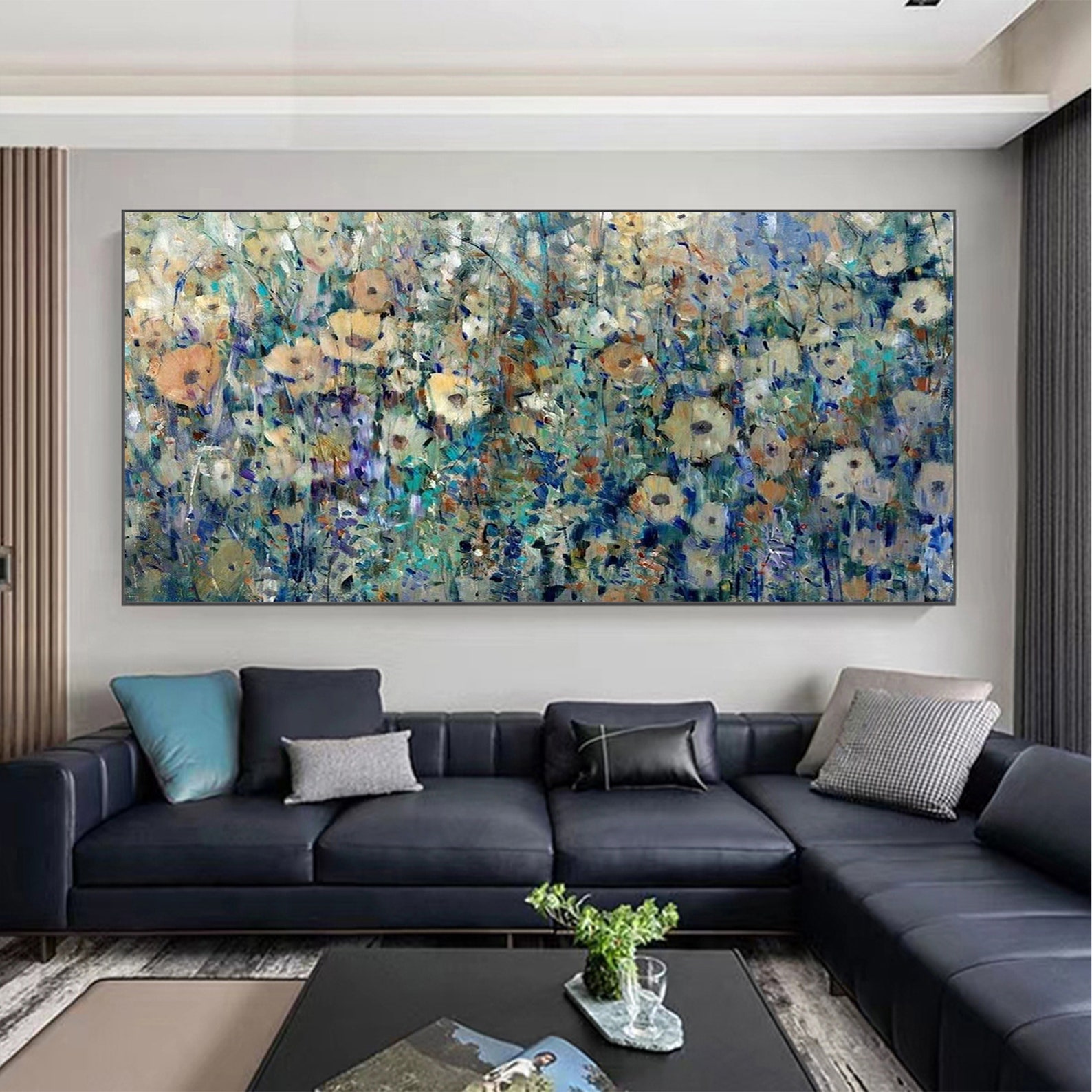 Abstract Spring Flower Oil Painting on Canvas, Large Original Floral ...