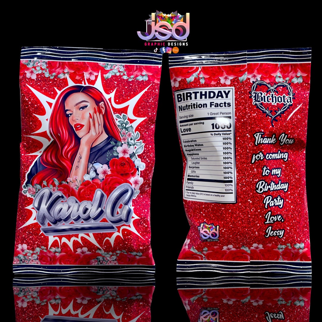 Karol G Red Hair Birthday Chip Bags - Etsy