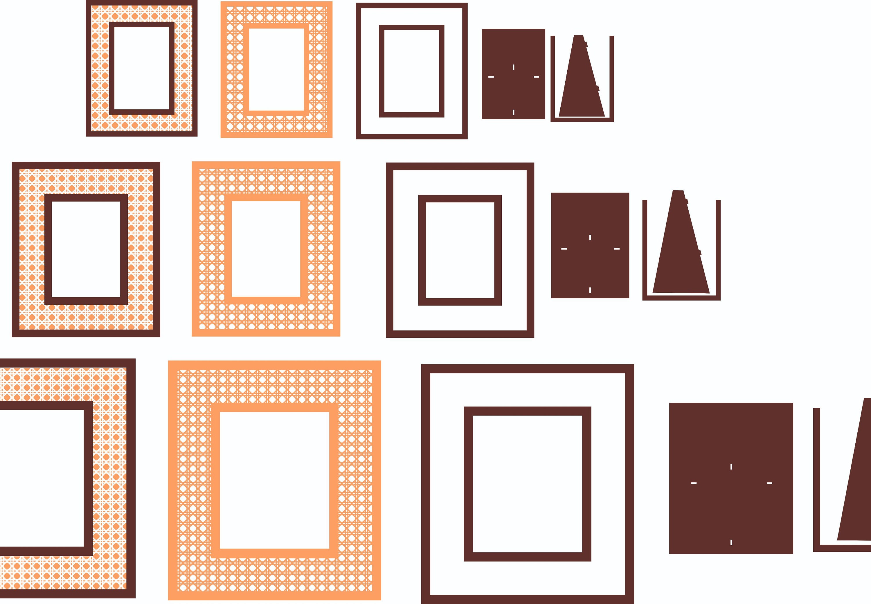 Rattan Photo Frame Bundle 3 Sizes, Cane Pattern Frame Templates Digital ...