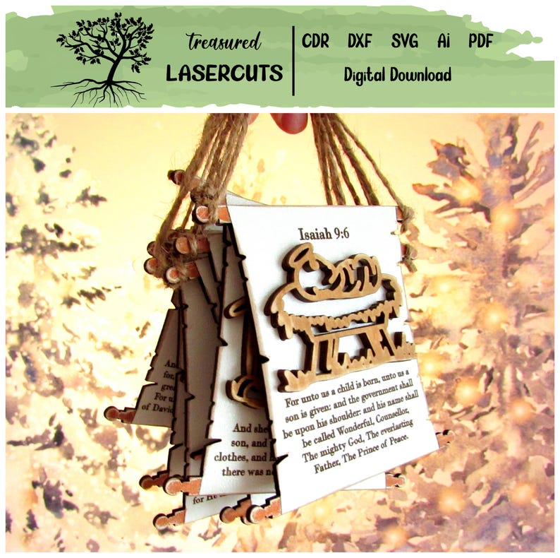 Nativity Scroll Ornament SVG, Nativity Ornament Laser Cut, Christmas ...