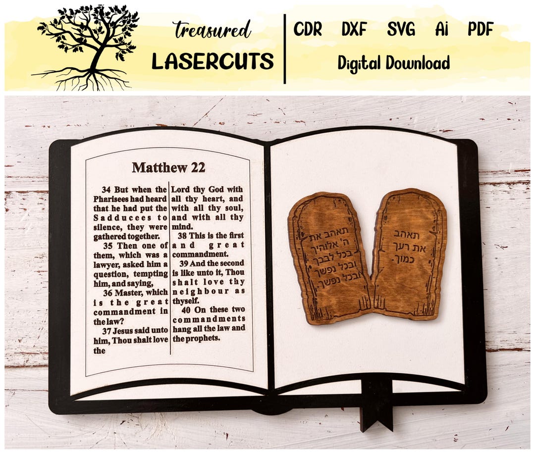 The Ten Commandments Bible Add On, Bible Display Svg, Bible Decoration ...
