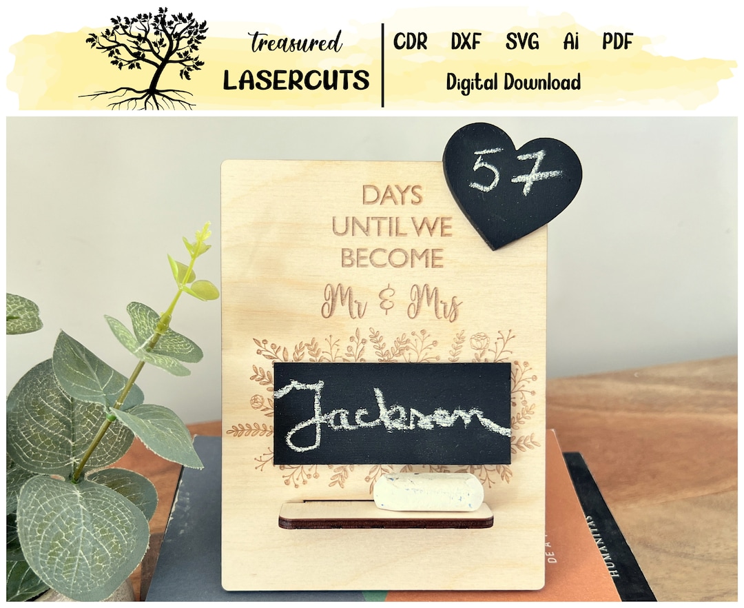 Countdown Svg, Bridal Shower Gift Svg, Wedding Countdown Laser Cut File ...