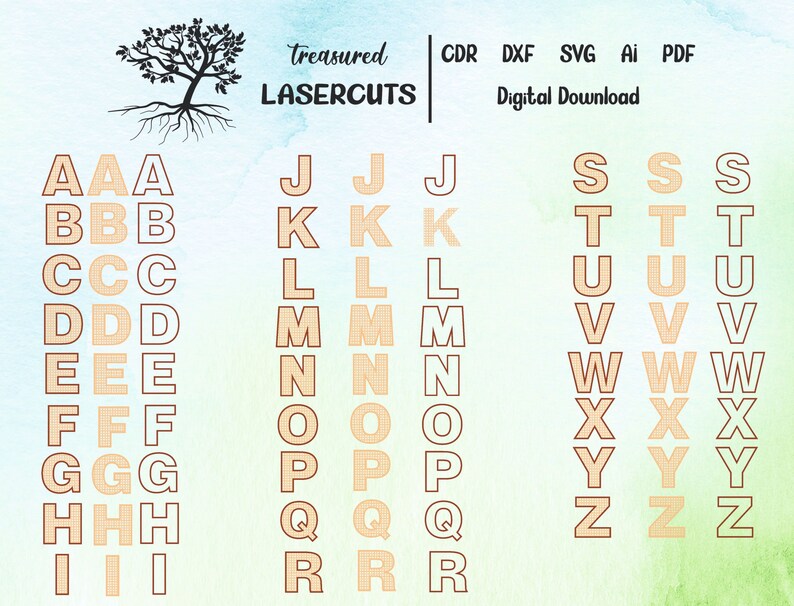 Rattan Alphabet and Numbers Cane (digital Files) - ALPHABET - 26 ...