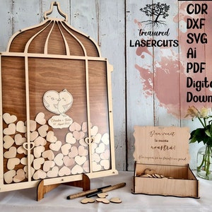 Wedding Guest Book Svg Bundle, Drop Box Guest Book Bundle, Heart Shaped ...