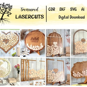 Wedding Guest Book Svg Bundle, Drop Box Guest Book Bundle, Heart Shaped ...