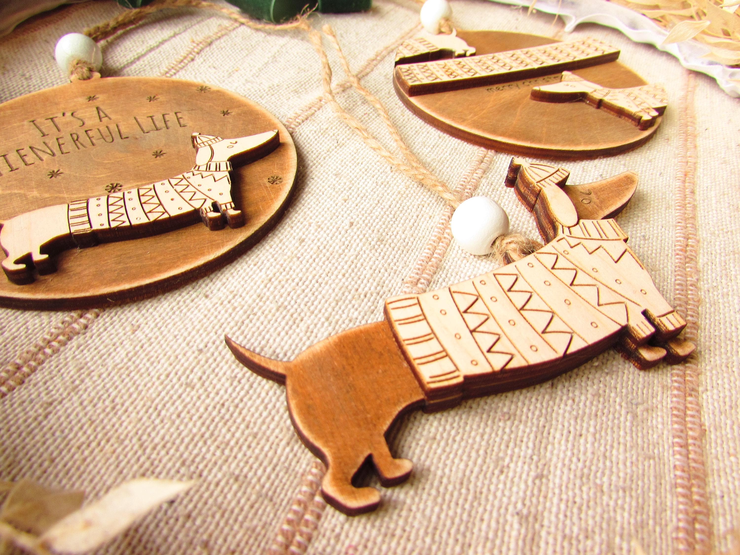 Laser Cut File Dog Ornament, Dachshund Christmas Ornament Svg, Dog ...