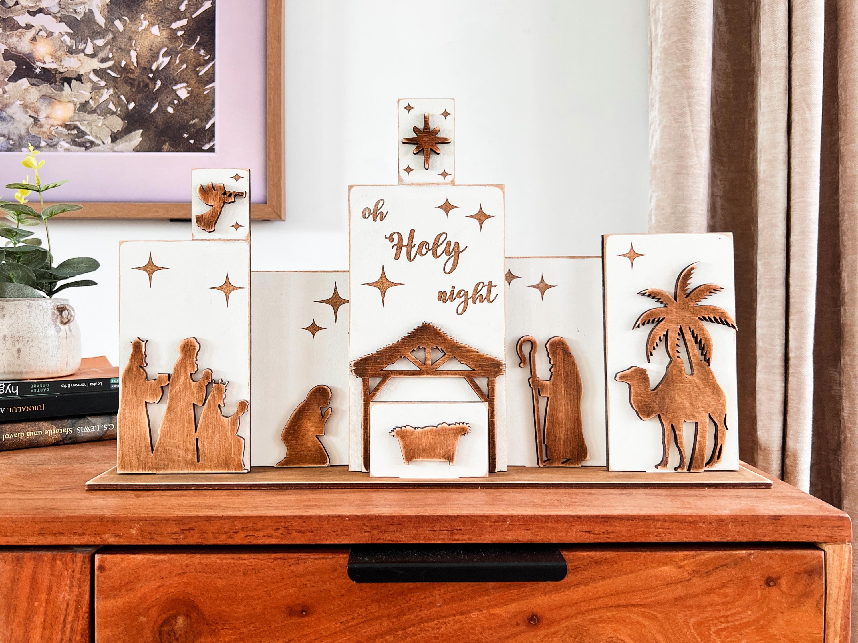 Nativity Shelf Sitter SVG, Nativity Scene SVG, Christmas Decor SVG ...