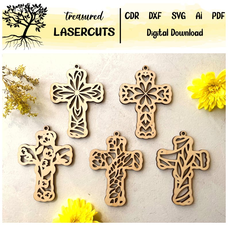 Spring Easter Laser Cut Files Bundle | Egg Chick Cross Mushroom Svg Dxf ...