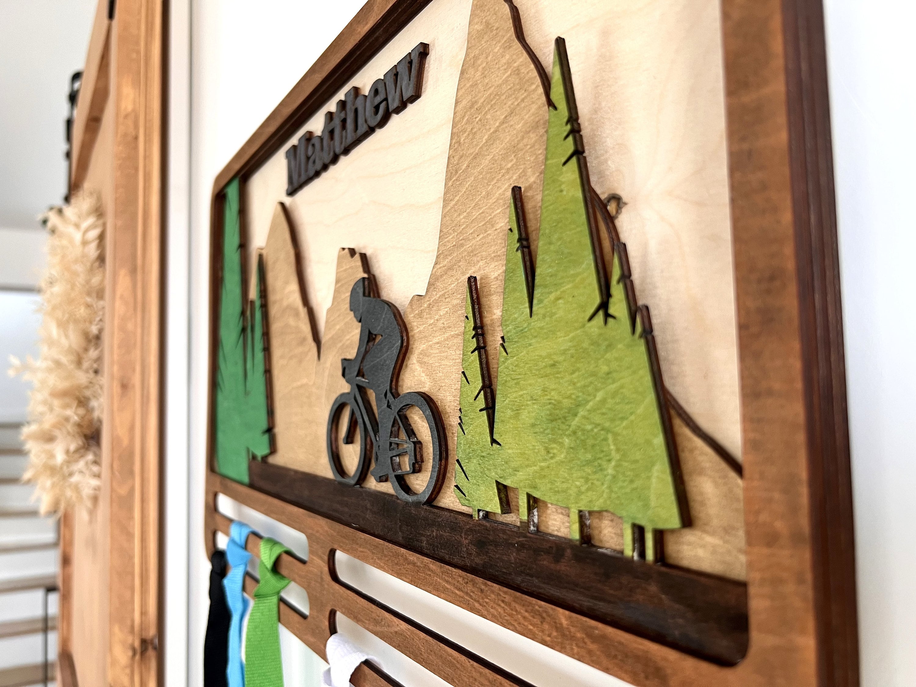 Cycling Medal Hanger Laser Cut, Cyclist Medal Display Svg, Personalised ...