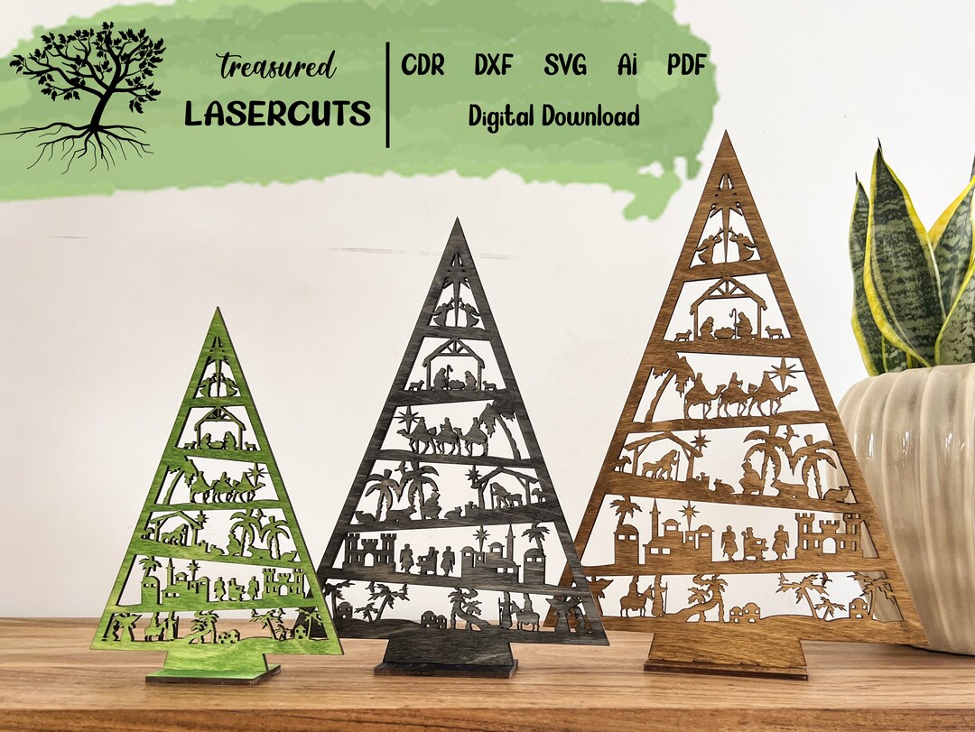 Nativity Christmas Tree SVG, Christmas Tree Svg, Christmas Story Svg ...