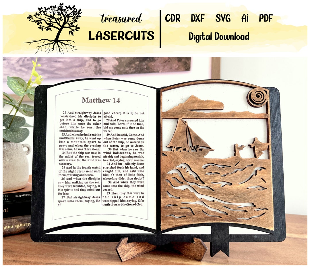 Peter Sinking Bible Add On, Bible Display Svg, Bible Decoration ...