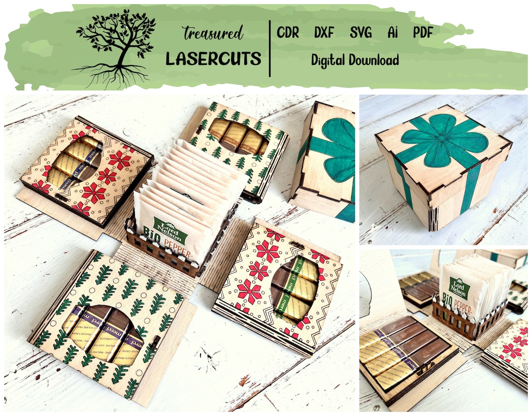 Christmas Chocolate Box SVG, Christmas Gift Box Laser Cut, Christmas ...