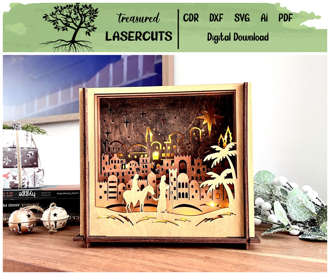 Christmas Shadow Box SVG, Christmas Lantern SVG, Nativity Shadow Box ...