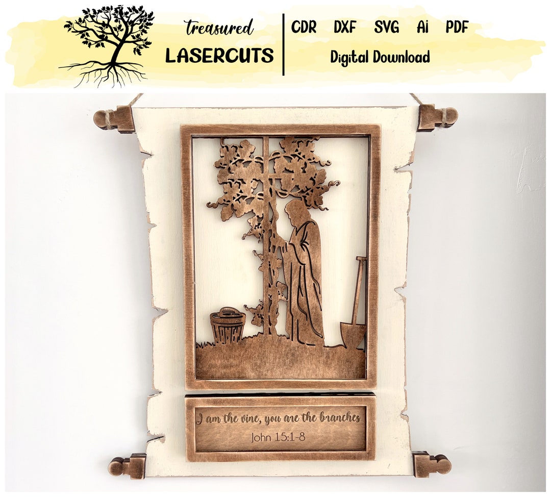 I Am the Vine Scroll Add On, Religious Display Svg, Scroll Decoration ...