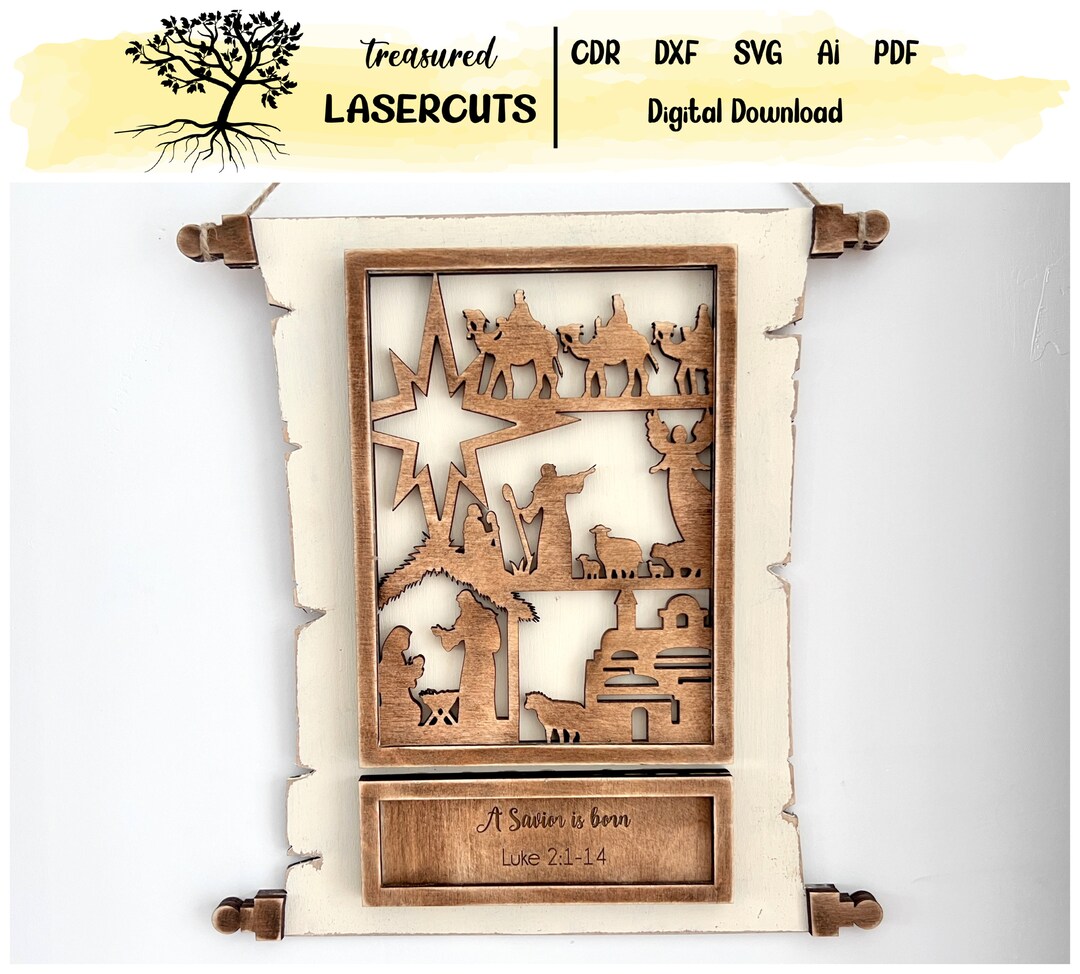 Nativity Scroll Add On, Religious Display Svg, Scroll Decoration ...