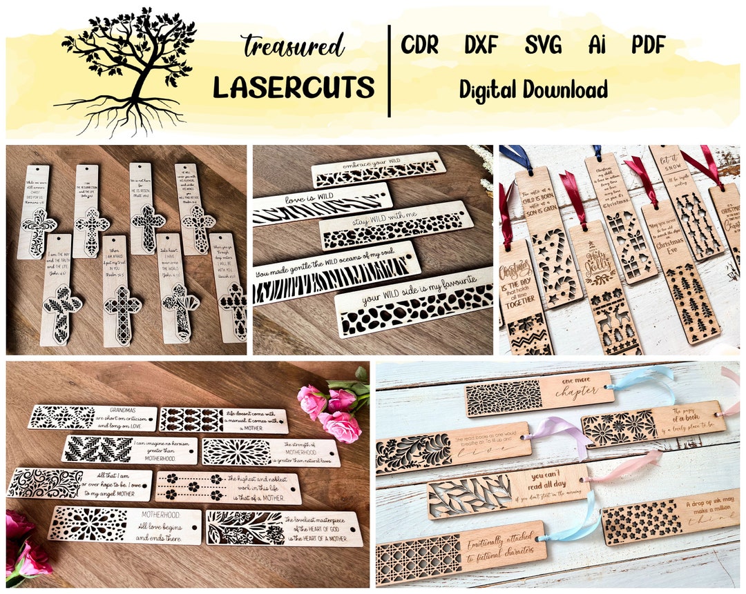 Bookmark SVG Bundle 37 Designs Scored/engraved File, Dxf, Pdf, Cdr, Ai ...