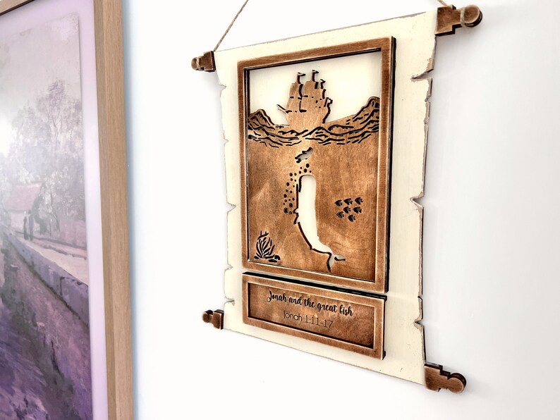 Jonah and the Fish Scroll Add On, Religious Display Svg, Scroll ...