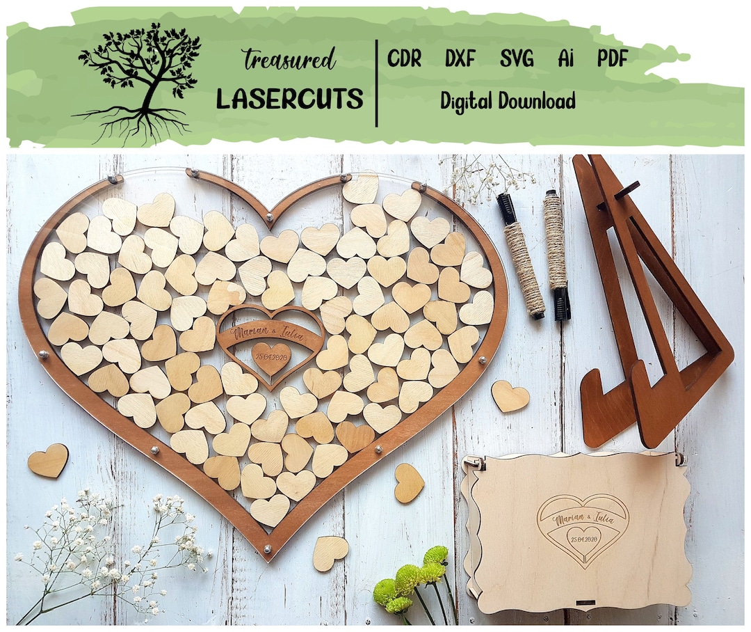 Heart Shaped Wedding Guest Book, Drop Box Guest Book Digital Design ...
