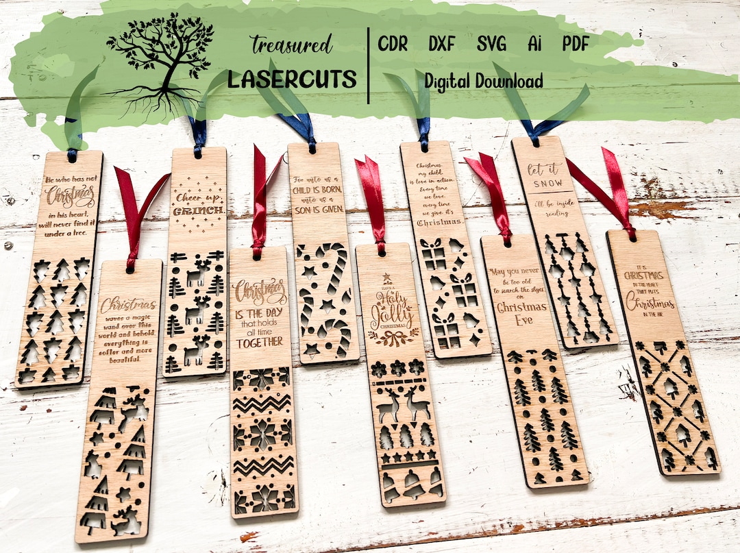 Mega Christmas Bookmark Bundle Lasercut File Svg, Dxf, Pdf, Cdr, Ai ...
