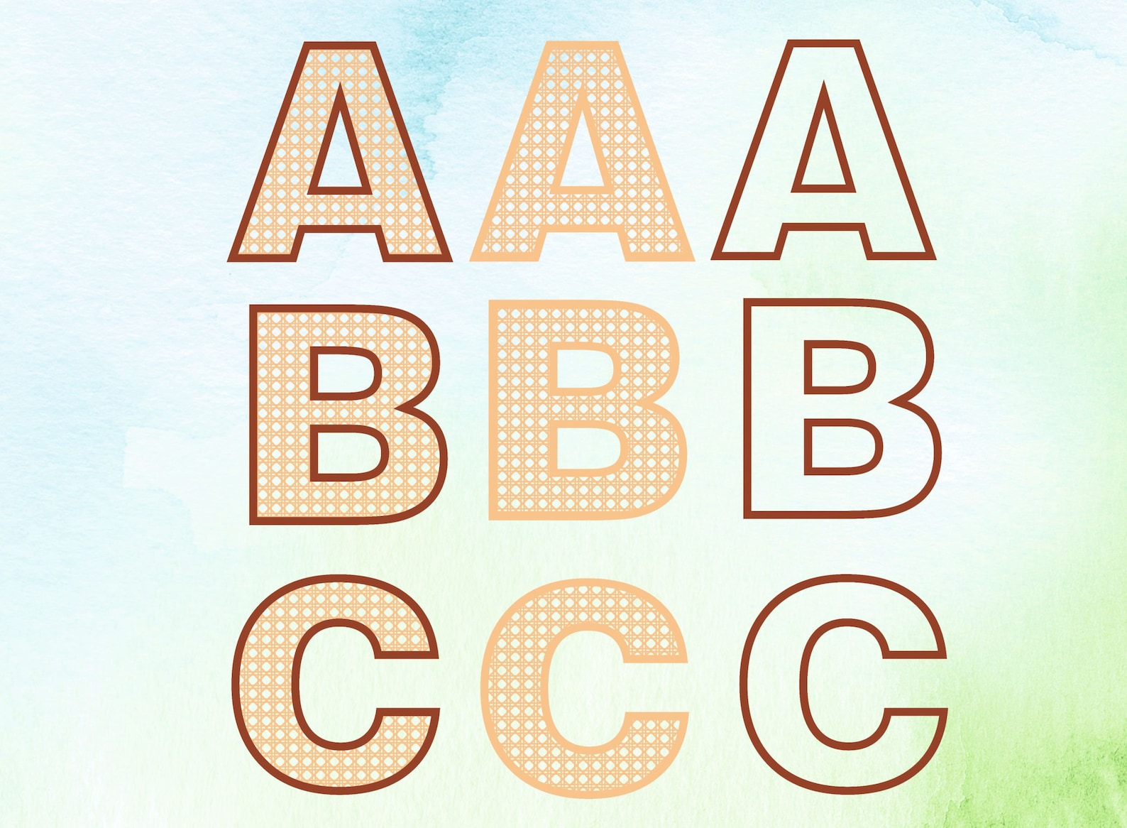 Rattan Alphabet and Numbers Cane digital Files ALPHABET - Etsy