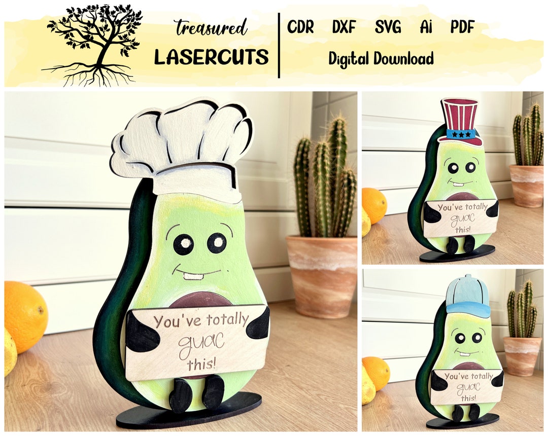 Avocado With Interchangeable Hats Svg, Positive Affirmation Decoration ...