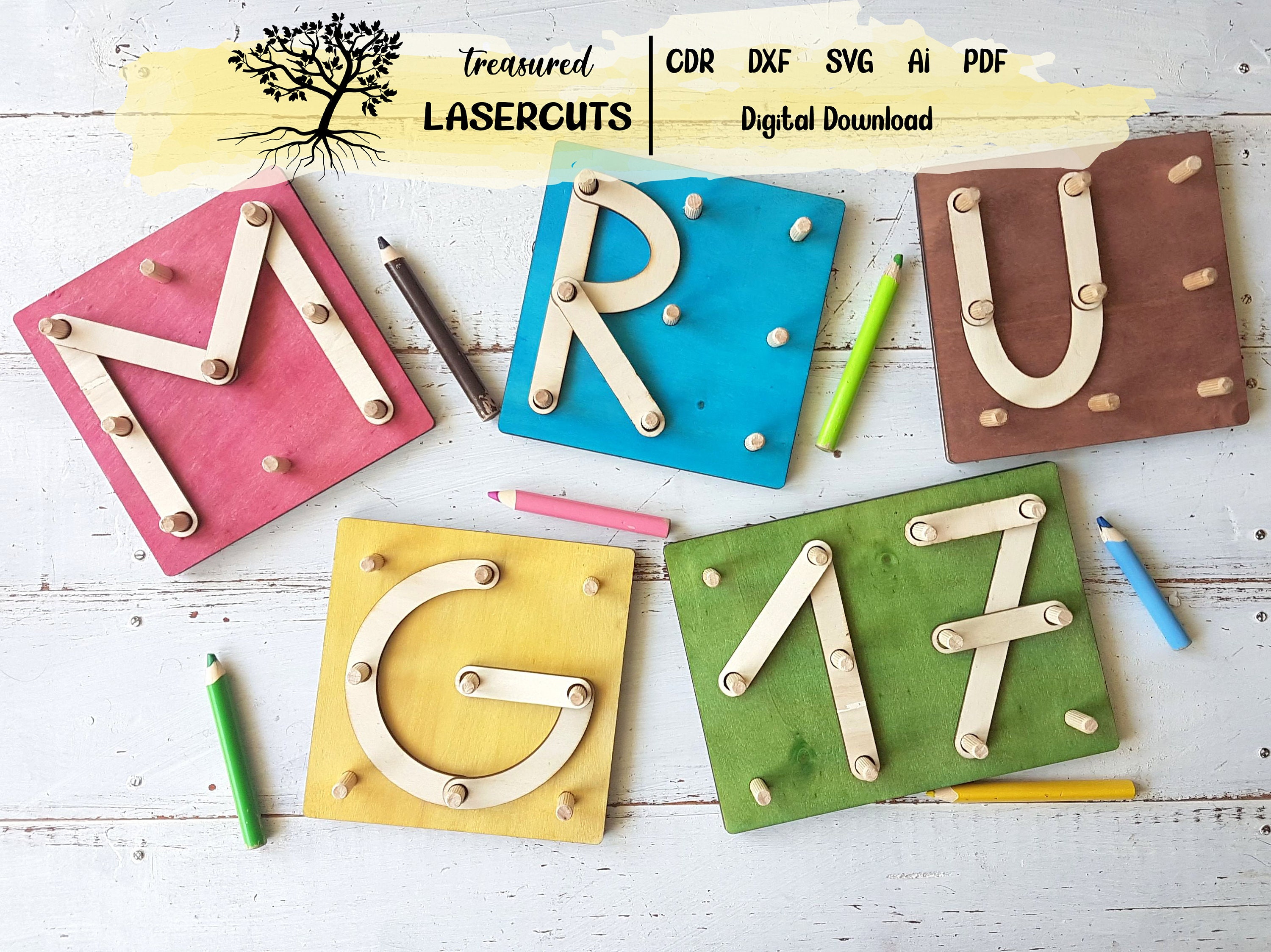 Letter Forming Board Cdr Dxf Svg for Laser Cut, Educational Toy Game ...
