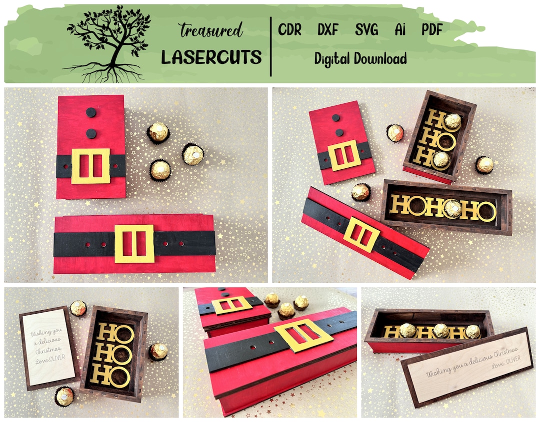 Santa Box SVG, Hohoho Box Svg, Christmas Box Laser Cut, Christmas ...