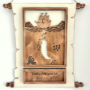 Jonah and the Fish Scroll Add On, Religious Display Svg, Scroll ...