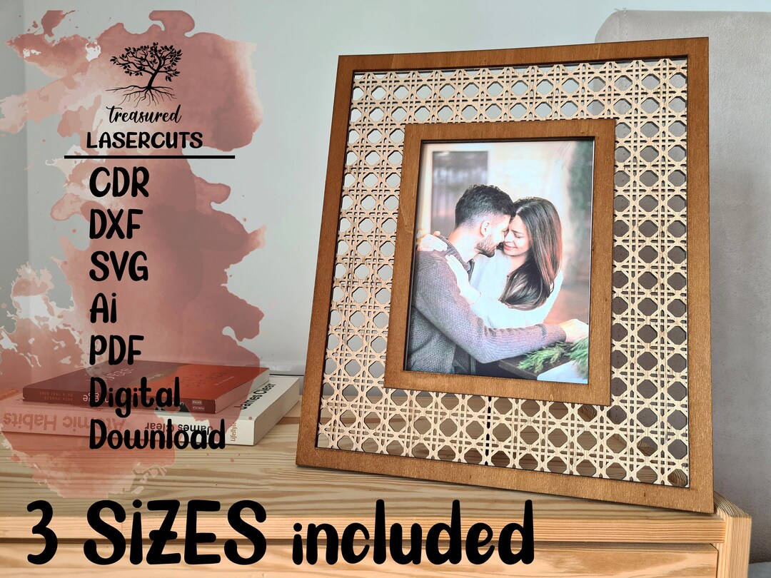 Rattan Photo Frame Bundle 3 Sizes, Cane Pattern Frame Templates Digital ...