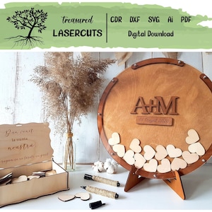 Wedding Guest Book Svg Bundle, Drop Box Guest Book Bundle, Heart Shaped ...