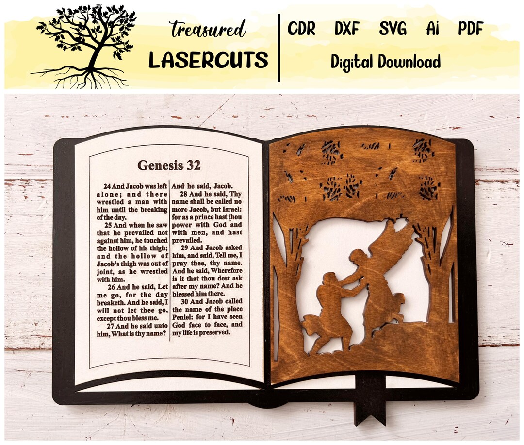 Jacob Wrestles With God Bible Add On, Bible Display Svg, Bible ...