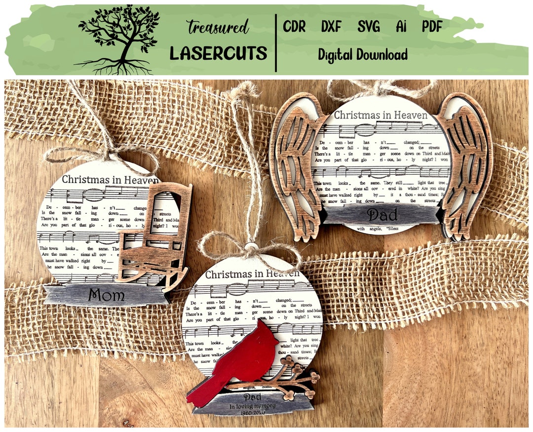 Memorial Ornament SVG, Cardinal Ornament SVG , Christmas in Heaven ...
