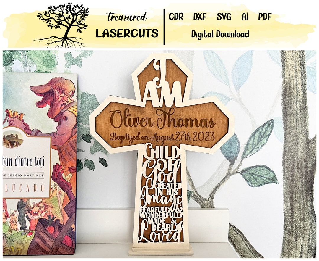 Baptism Cross Svg, Baptism Gift Svg, Baptism Gift Laser Cut, Baptism ...
