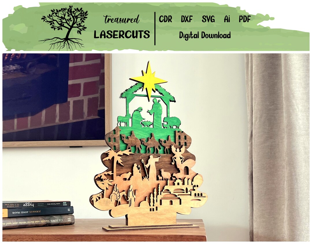 Nativity Christmas Tree SVG, Christmas Tree Svg, Christmas Story Svg ...
