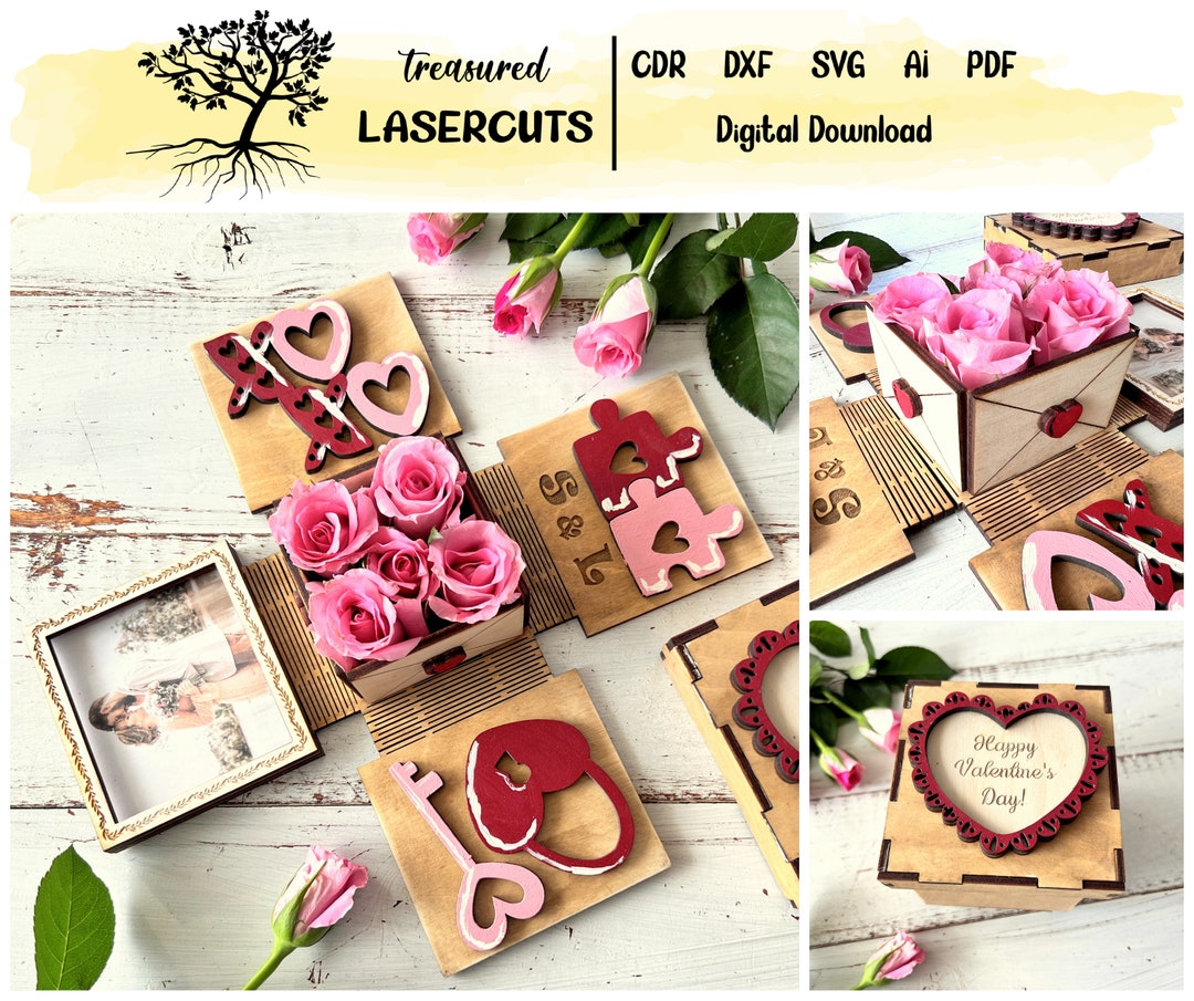 Valentine's Day Gift Svg, Valentine's Day Explosion Box SVG, Gift for ...