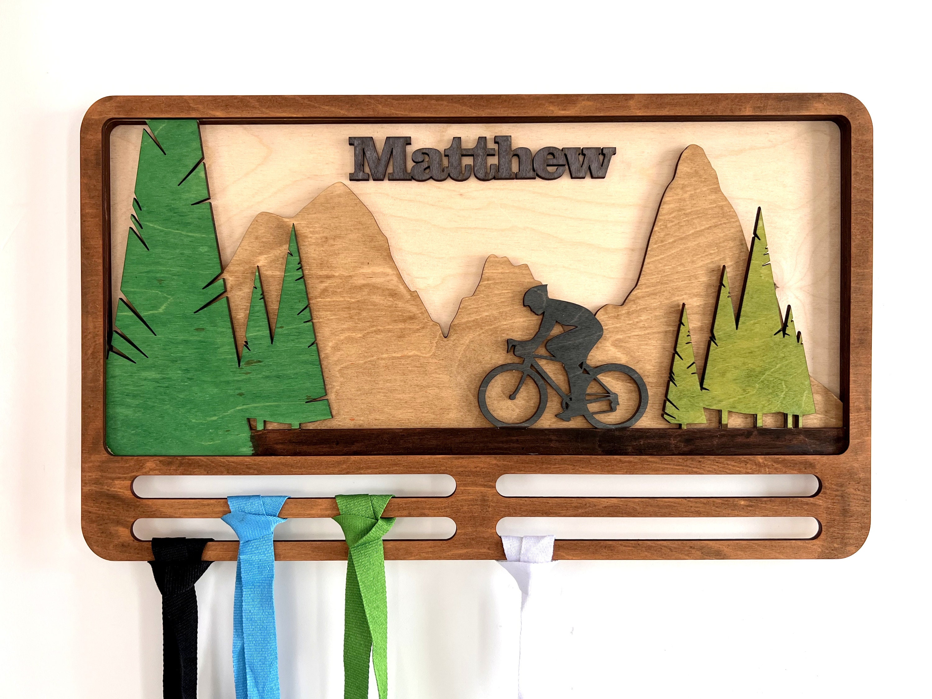 Cycling Medal Hanger Laser Cut, Cyclist Medal Display Svg, Personalised ...